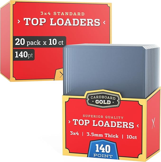 Cardboard Gold - 140pt Top Loaders for Cards - 200 Count - Premium 3x4 Inch Trading Card ...