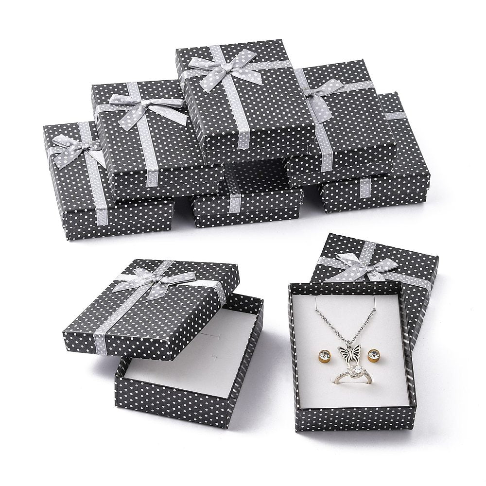 Cardboard Jewelry Set Boxes with Bowknot Outside and Sponge Inside for ...