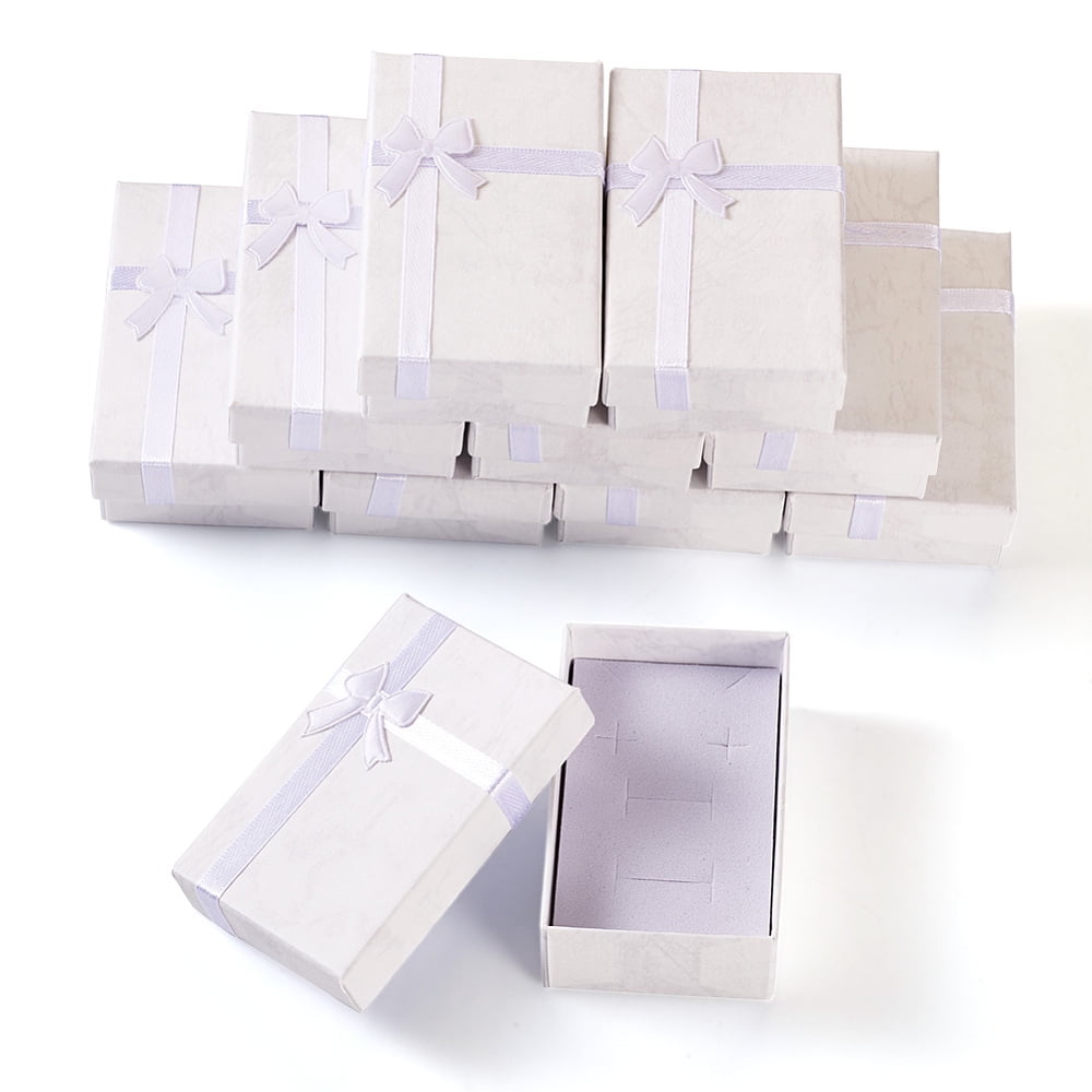 Cardboard Jewelry Set Boxes with Ribbon Bowknot and White Sponge Inside ...