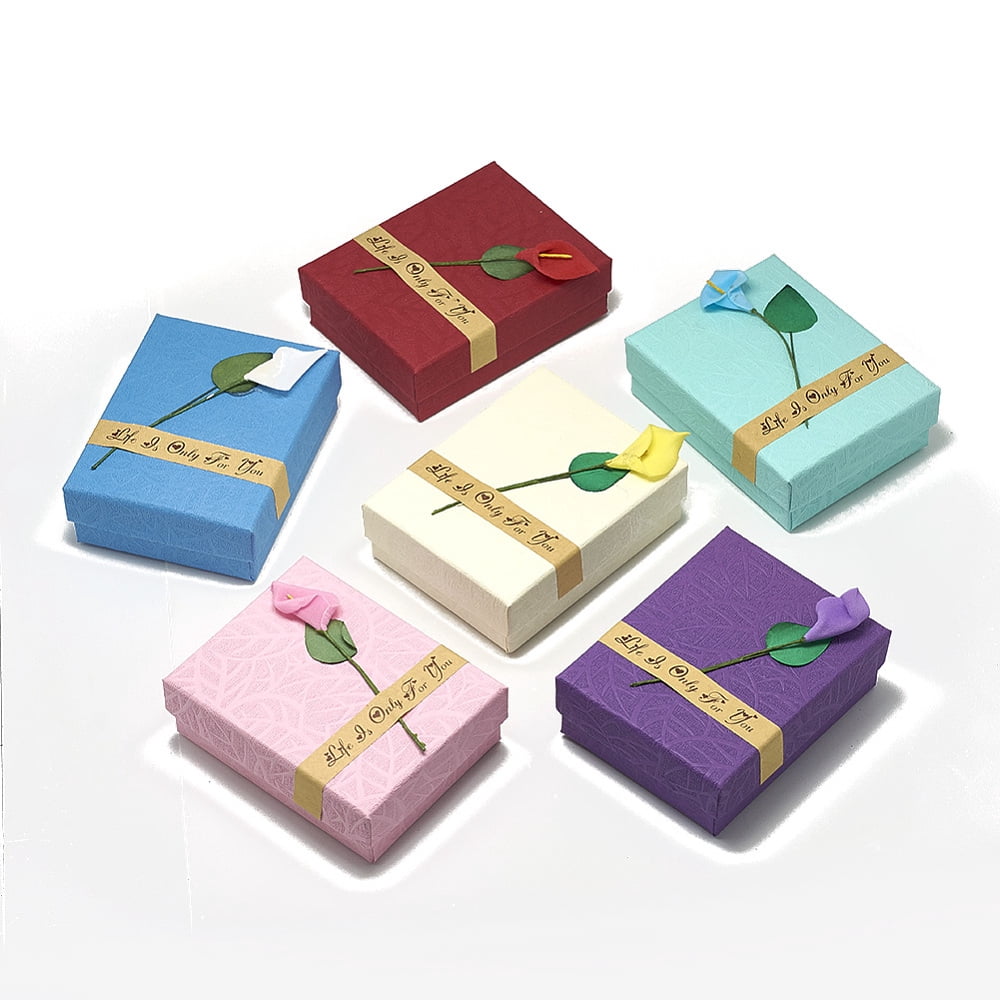 Cardboard Jewelry Set Boxes with Sponge Inside Rectangle Mixed Color ...