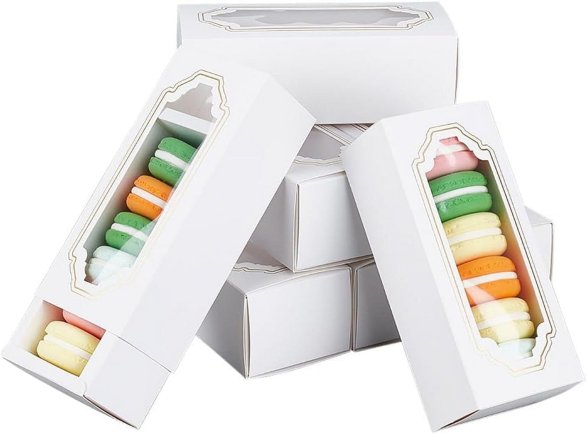 Cardboard Macaron Drawer Boxes Visible Window Cookies Package Boxes ...