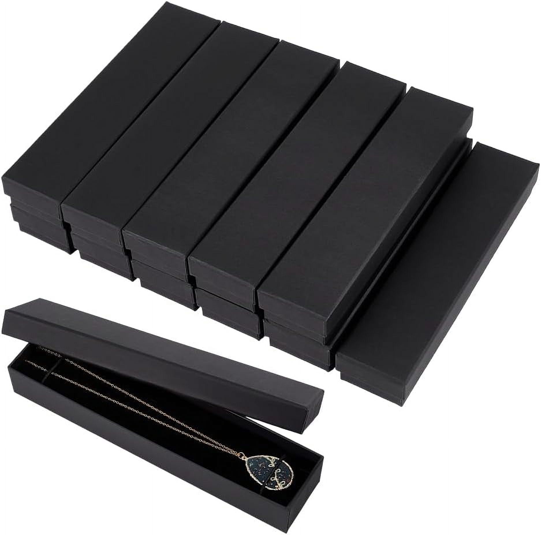 Cardboard Paper Necklace Boxes Rectangle Black 24x5.6x3.55cm for diy ...