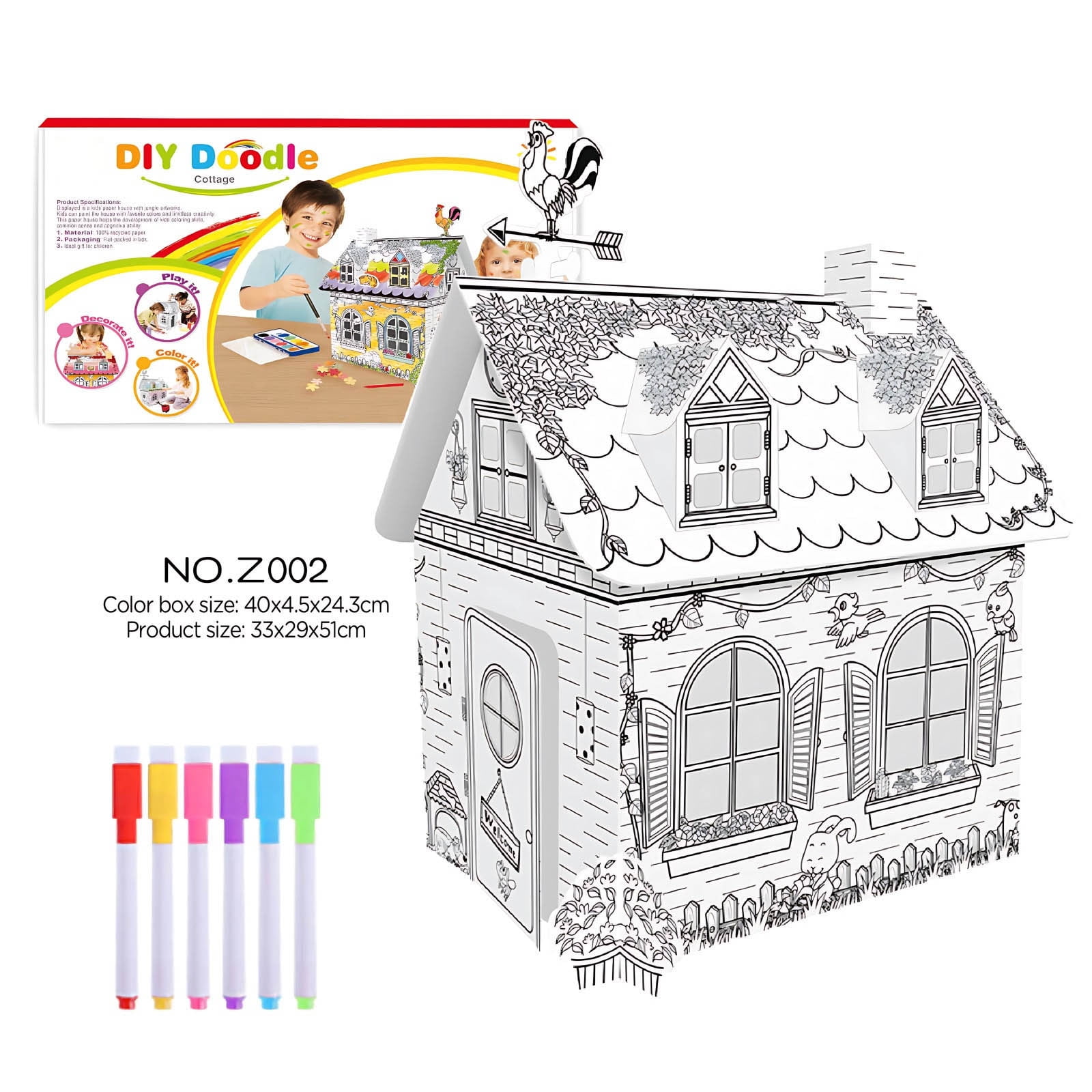 Cardboard Playhouse DIY Christmas Playhouse Easily Foldable For Storage ...