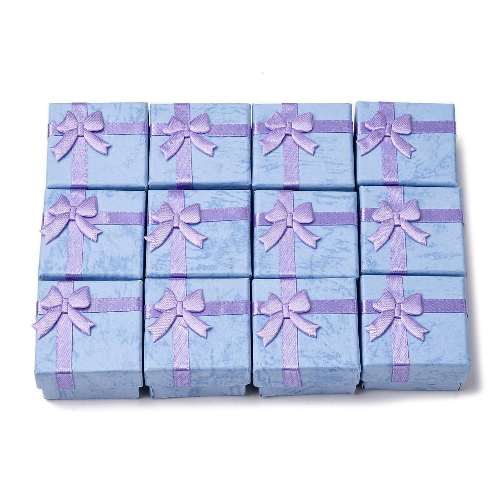 Cardboard Rings boxes with Sponge Inside Square with Bowknot Light Sky ...
