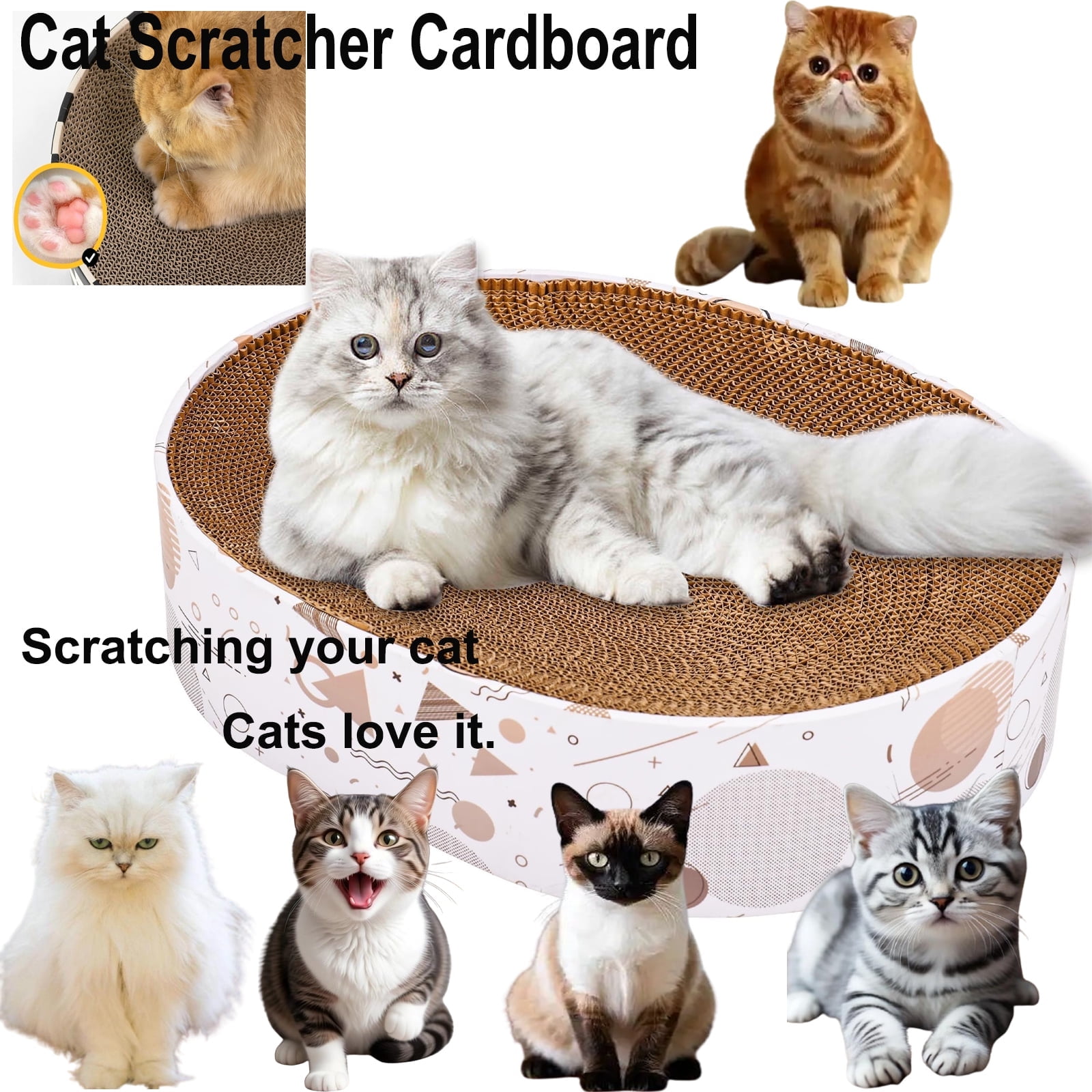 RMHBCSSC Oval Cat Scratcher Pad - Sturdy Cardboard Scratch Board for ...