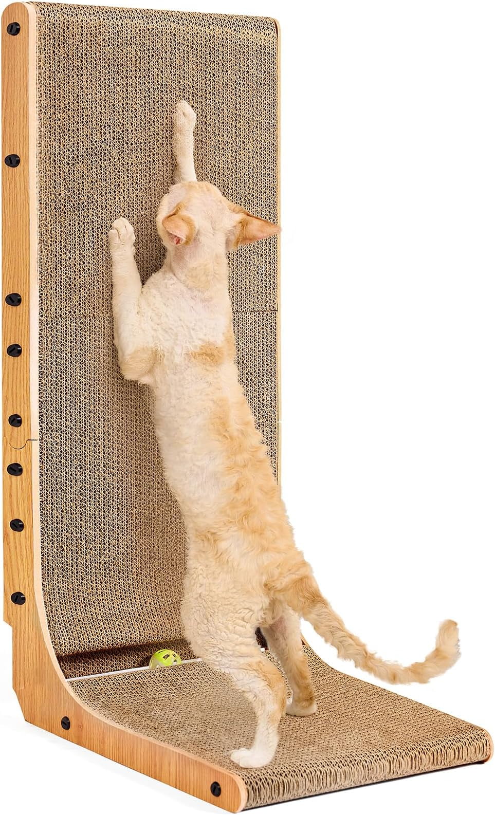 Cardboard Scratcher for Indoor Cats, 32 Inch L Shaped Vertical Board ...