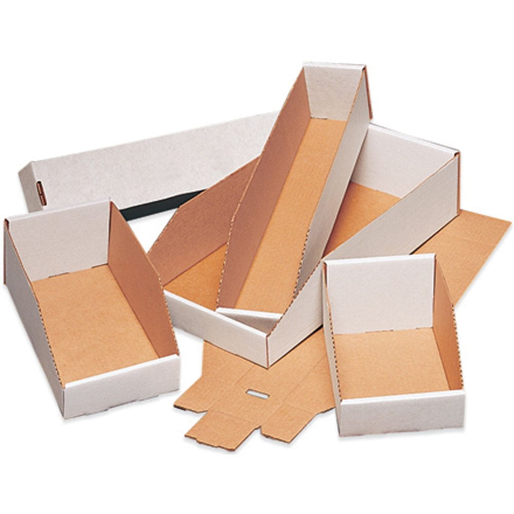 Cardboard Storage Bins, 6"x 24"x 4 1/2", White, Pack of 50, for ...