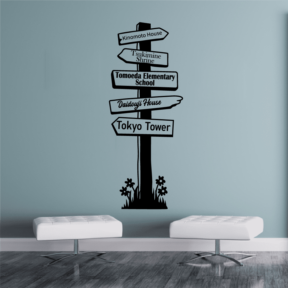 Cardcaptor Sakura Map Sign Pathway Signage Cartoon Wall Sticker Art ...