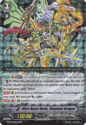 Cardfight Vanguard Clash of the Knights & Dragons Triple Rare RRR Ultra Beast Deity, Illuminal ...