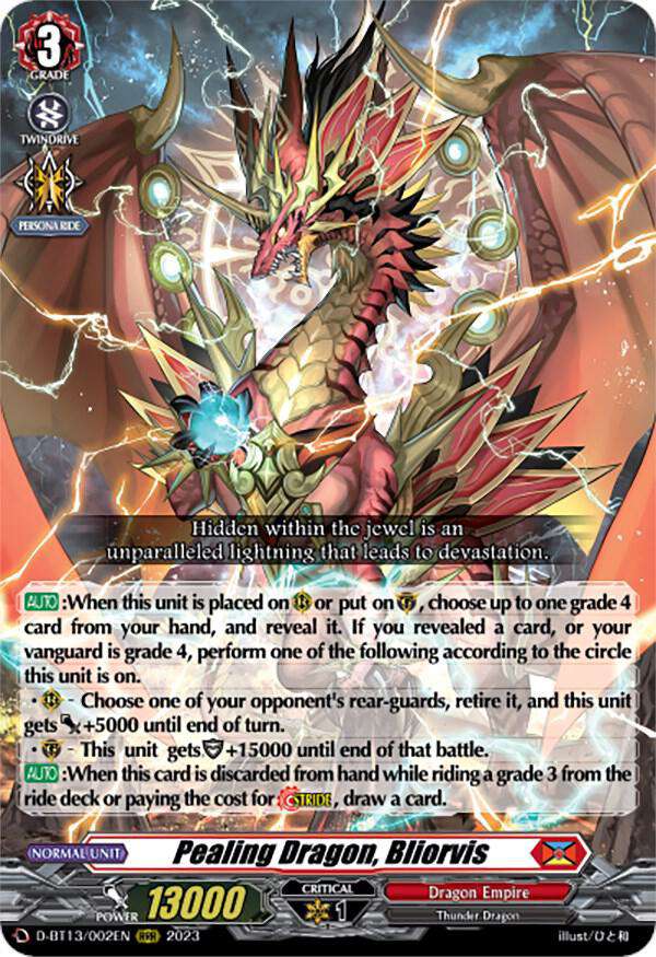 Cardfight Vanguard Flight of Chakrabarthi Triple Rare Pealing Dragon, Bliorvis D-BT13/002EN ...