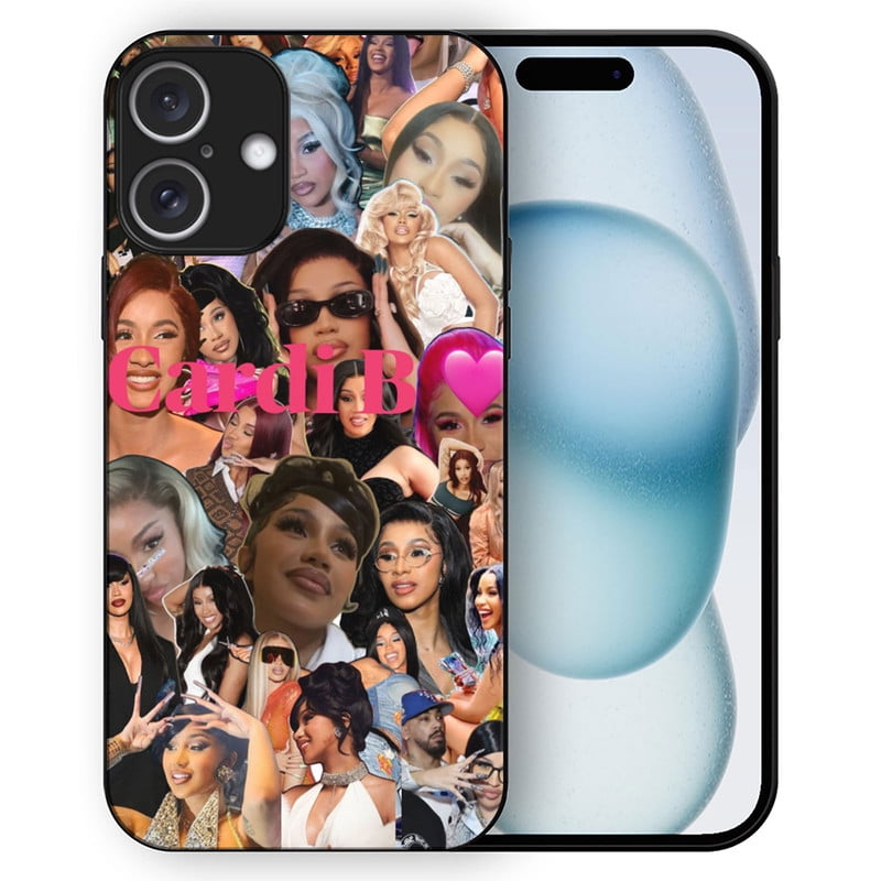 Cardi B Phone Case, for iPhone 16, showcasing a collage print of Cardi ...