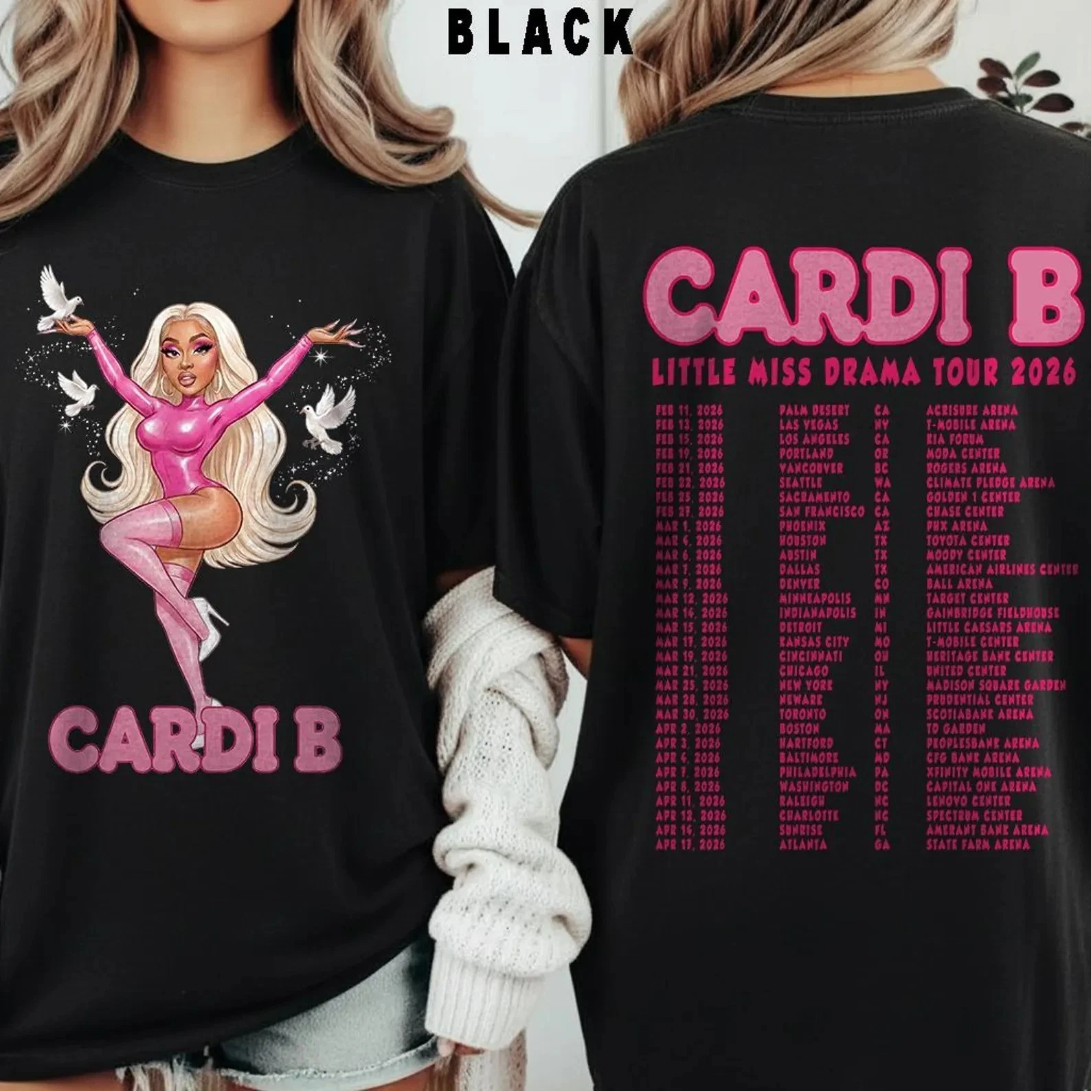 Cardi B Tour Shirt, Little Miss Drama Tour 2026 T-shirt - Walmart.com