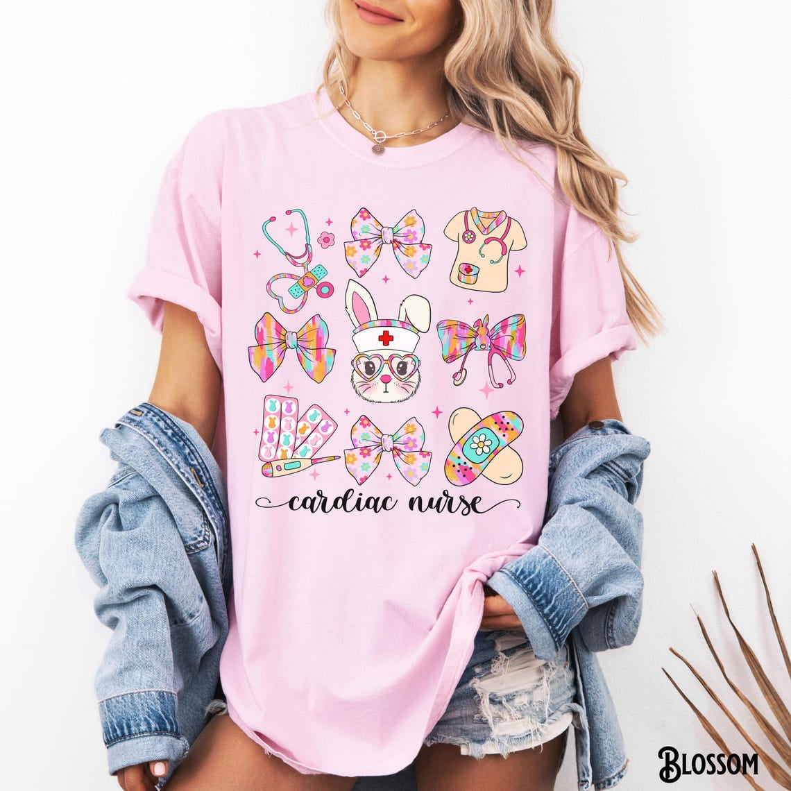 Cardiac Nurse Easter Shirt, Cardiology Easter Bow Tee, Vascular Heart ...