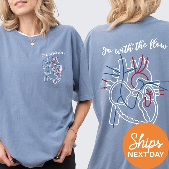 Cardiac Nurse Shirt Anatomical Heart Tee Funny Medical Top Go With The ...