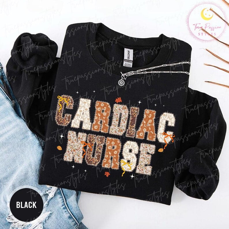 Cardiac Nurse Sweatshirt, Fall Cardiology Nurse Sweatshirt ...