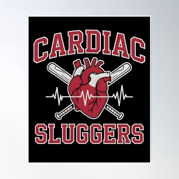 Cardiac Sluggers Funny Cardiology Baseball Poster Wall Art Modern Wall ...