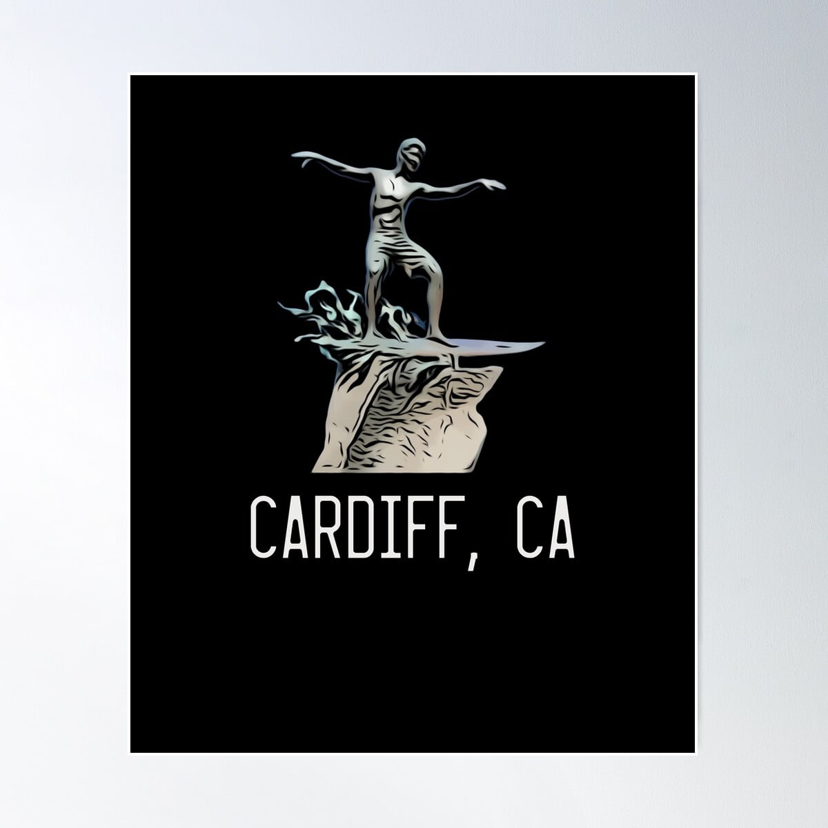 Cardiff Kook California Beach Landmark Poster Wall Art, Modern Wall ...
