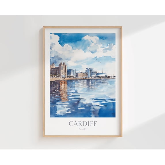 Cardiff Poster Wales Wall Art Home Decor Travel Poster, Unframed Size ...