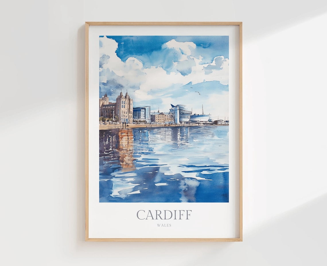 Cardiff Poster Wales Wall Art Home Decor Travel Poster, Unframed Size ...