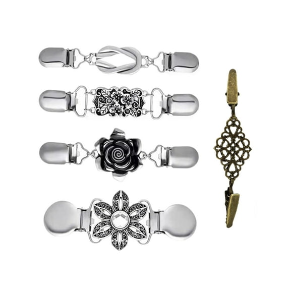 Cardigan Clip Shawl Collar Clasp Dress Shirt Brooch for Girl Women ...