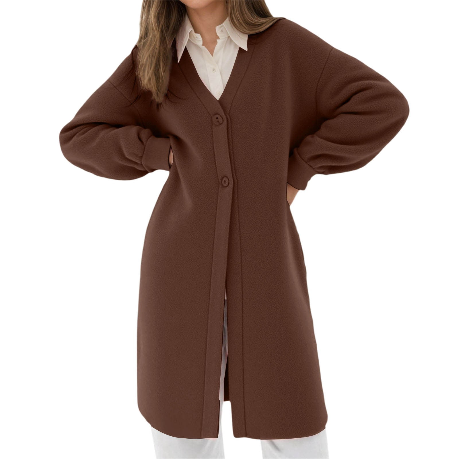 Cardigan For Women Long Sweater Casual Loose Knit Button Front Open ...
