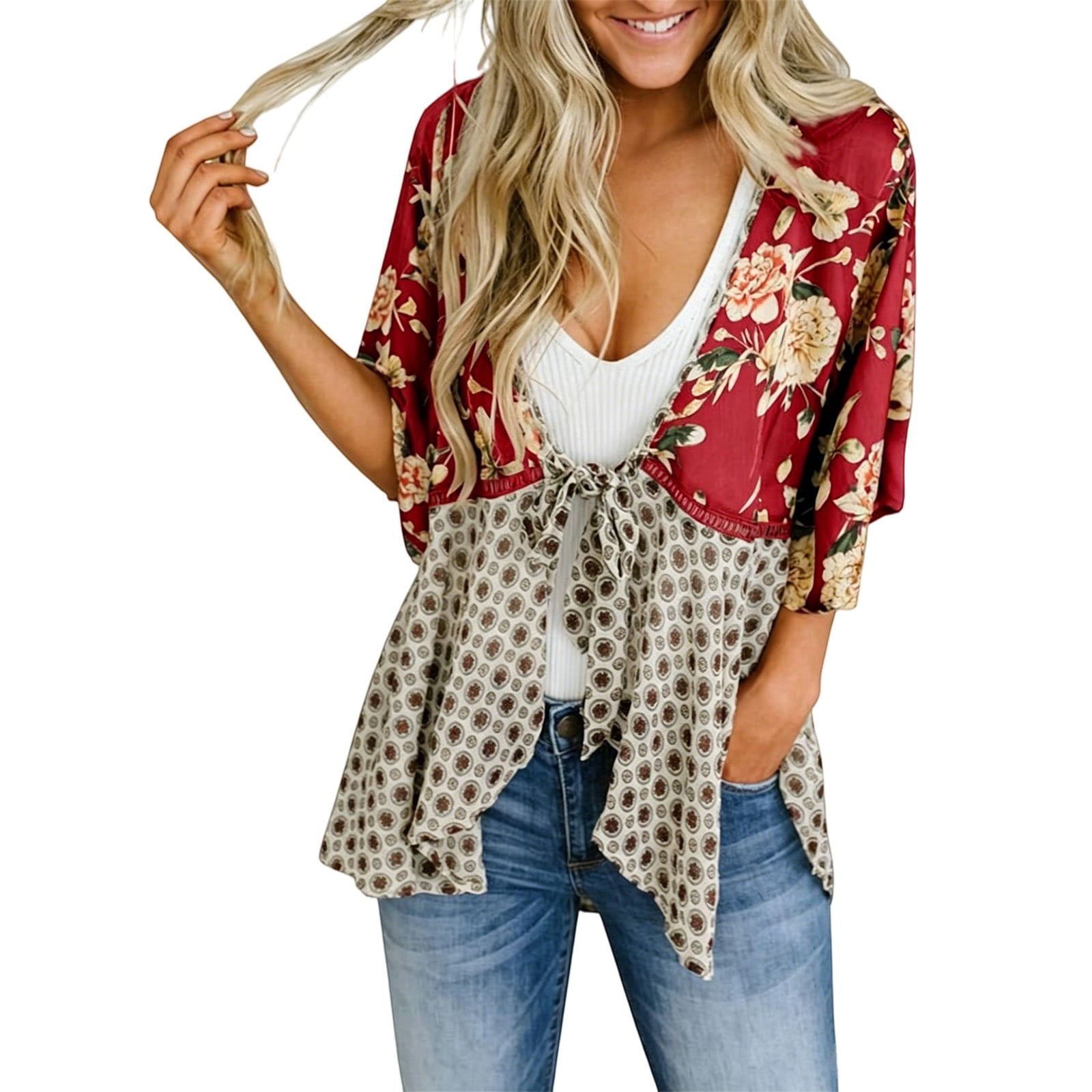 Cardigan For Women，Women's Cover Ups Spring Summer Boho Flowy Floral 3/ ...