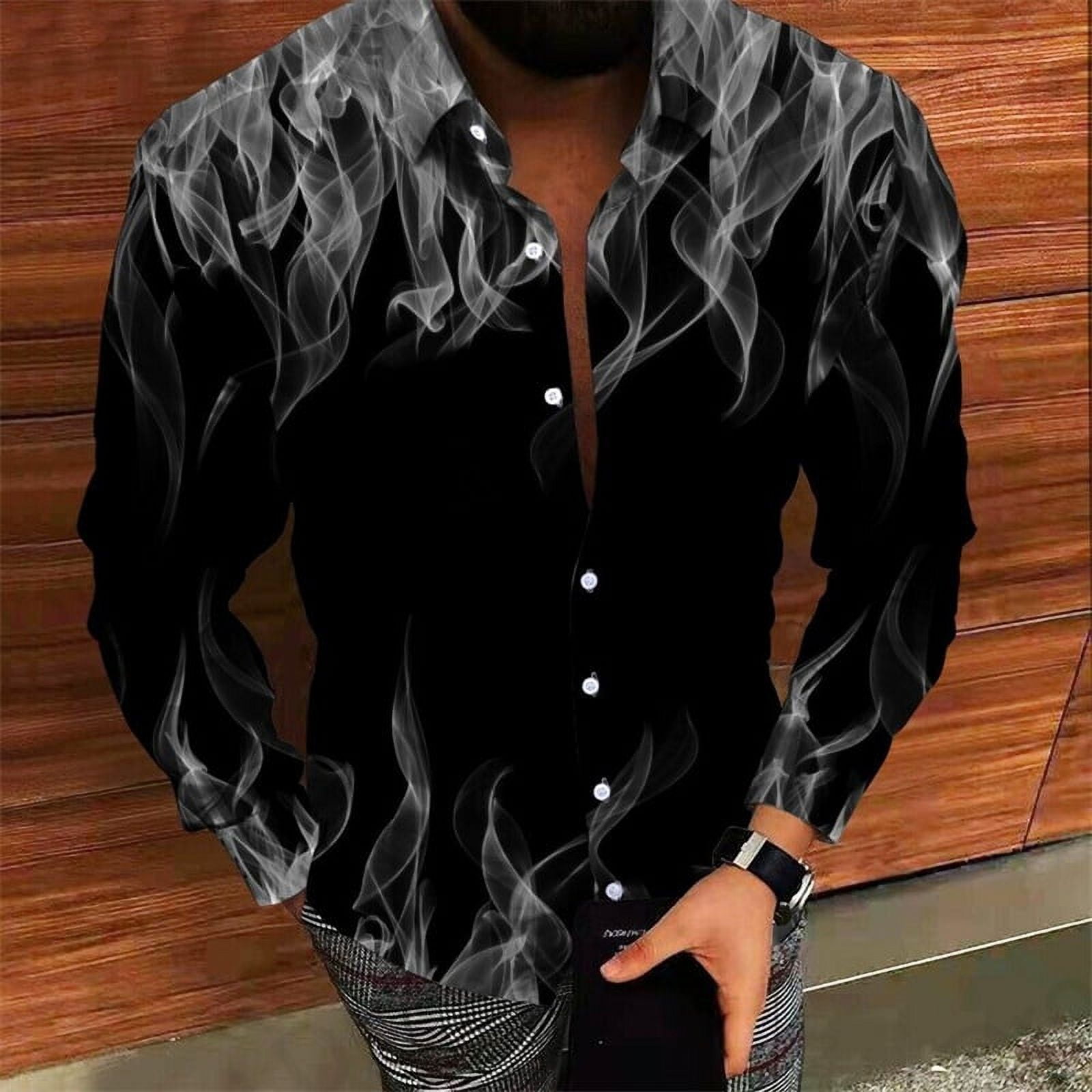 Cardigan Long Sleeve Hawaiian Shirts Fire Flame 3d Print Beach Shirt ...