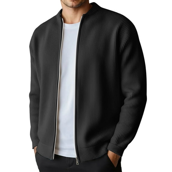 Cardigan Men Button Up Chunky Knit Open Front Long Sleeve Lightweight ...