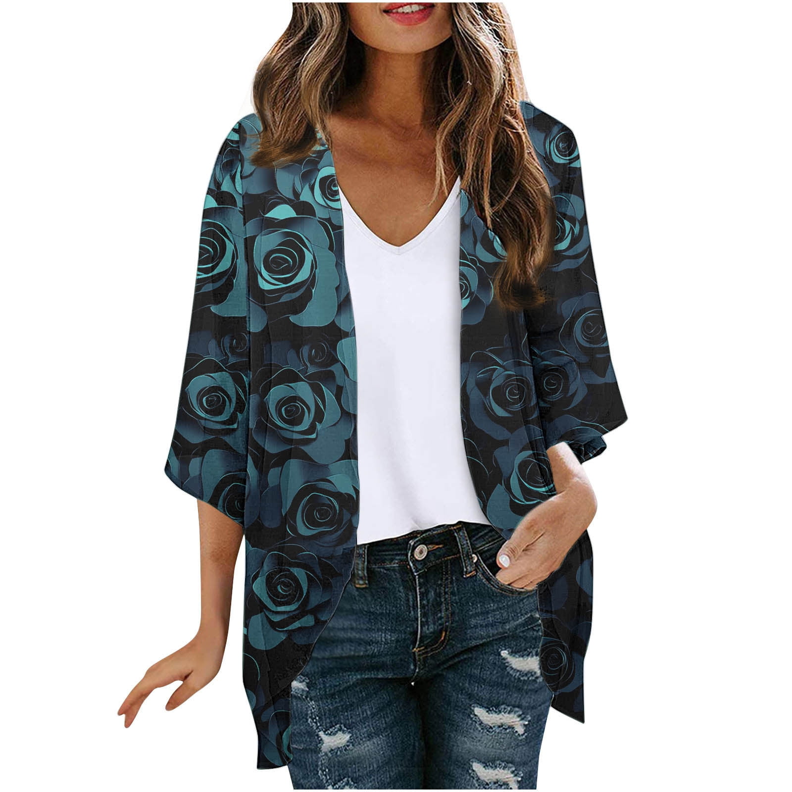 Cardigan Sweater, Kimonos Cardigans for Women 3/4 Sleeve Summer ...