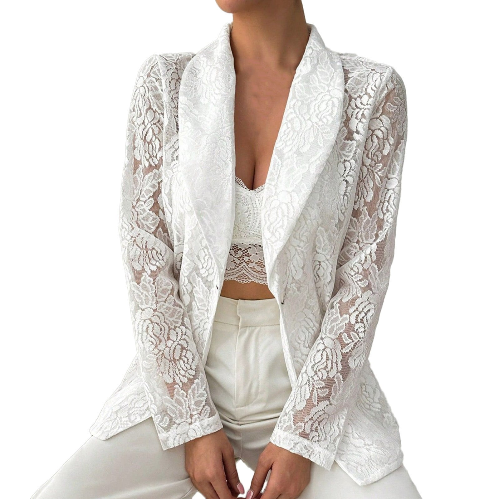 Cardigan Sweater, Women's Lace Open Front Cardigan Long Sleeve Sheer ...