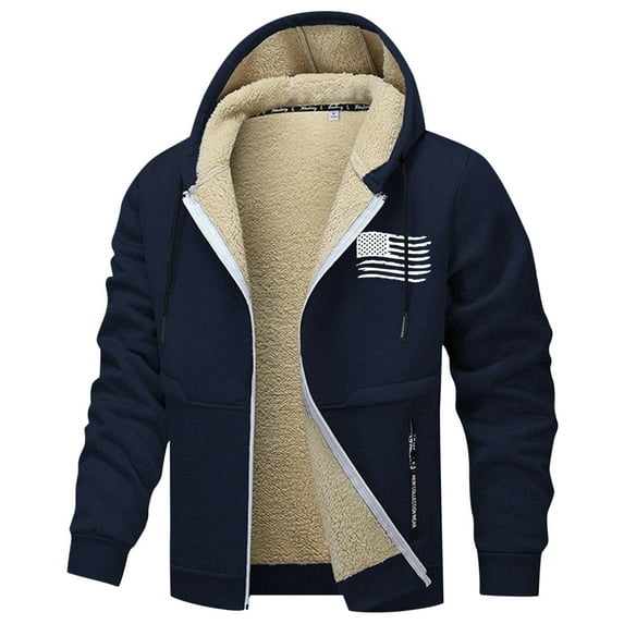 Cardigan Sweater for Men Heavyweight Fleece Hooded Soft Lined Full Zip ...
