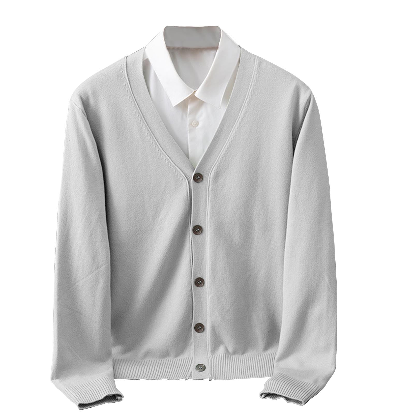 Cardigan Sweater for Men V-Neck Slim Fit Long Sleeve Button Down ...