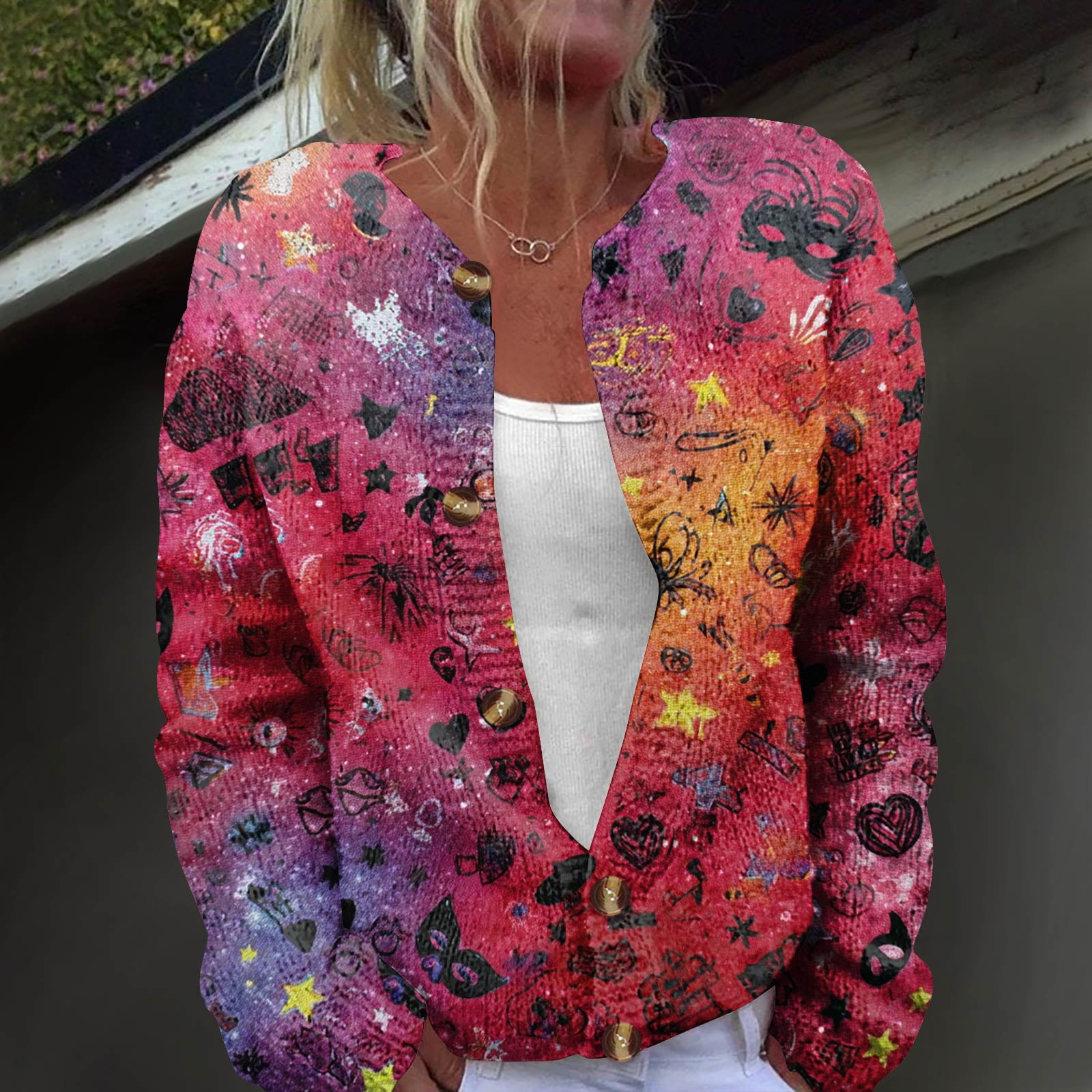 Cardigan Sweater for Women Oversized Mardi Gras Cardigan Funny Mask ...