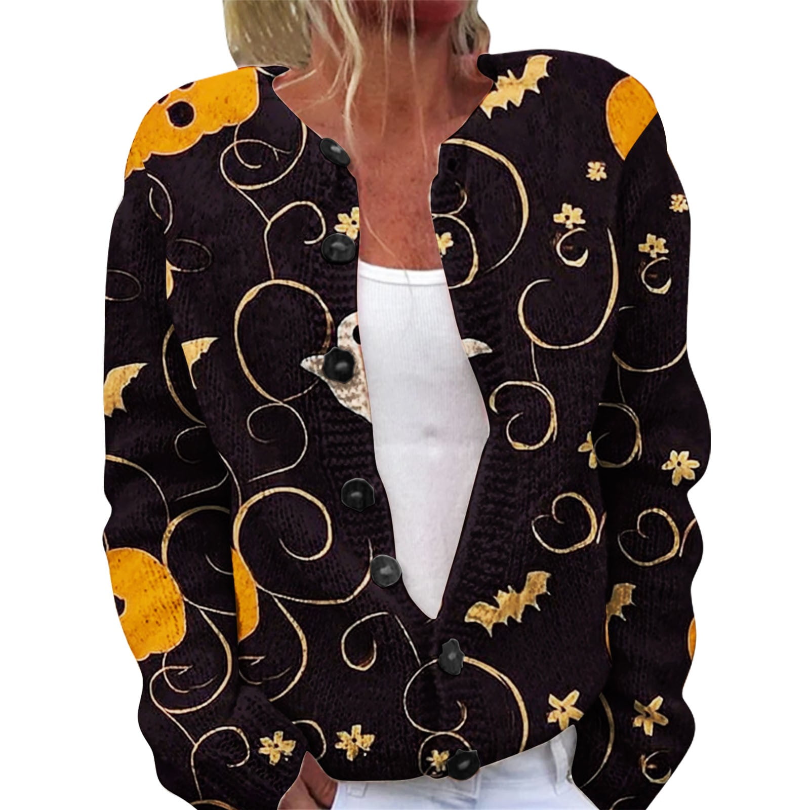 Cardigan Sweaters For Women Printed Halloween Fashion Lightweight ...