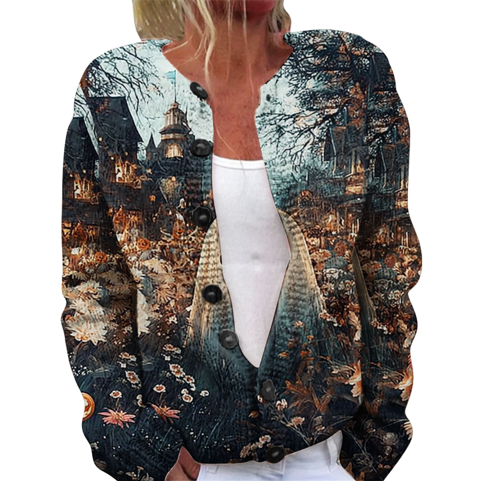 Cardigan Sweaters For Women Printed Halloween Fashion Lightweight ...