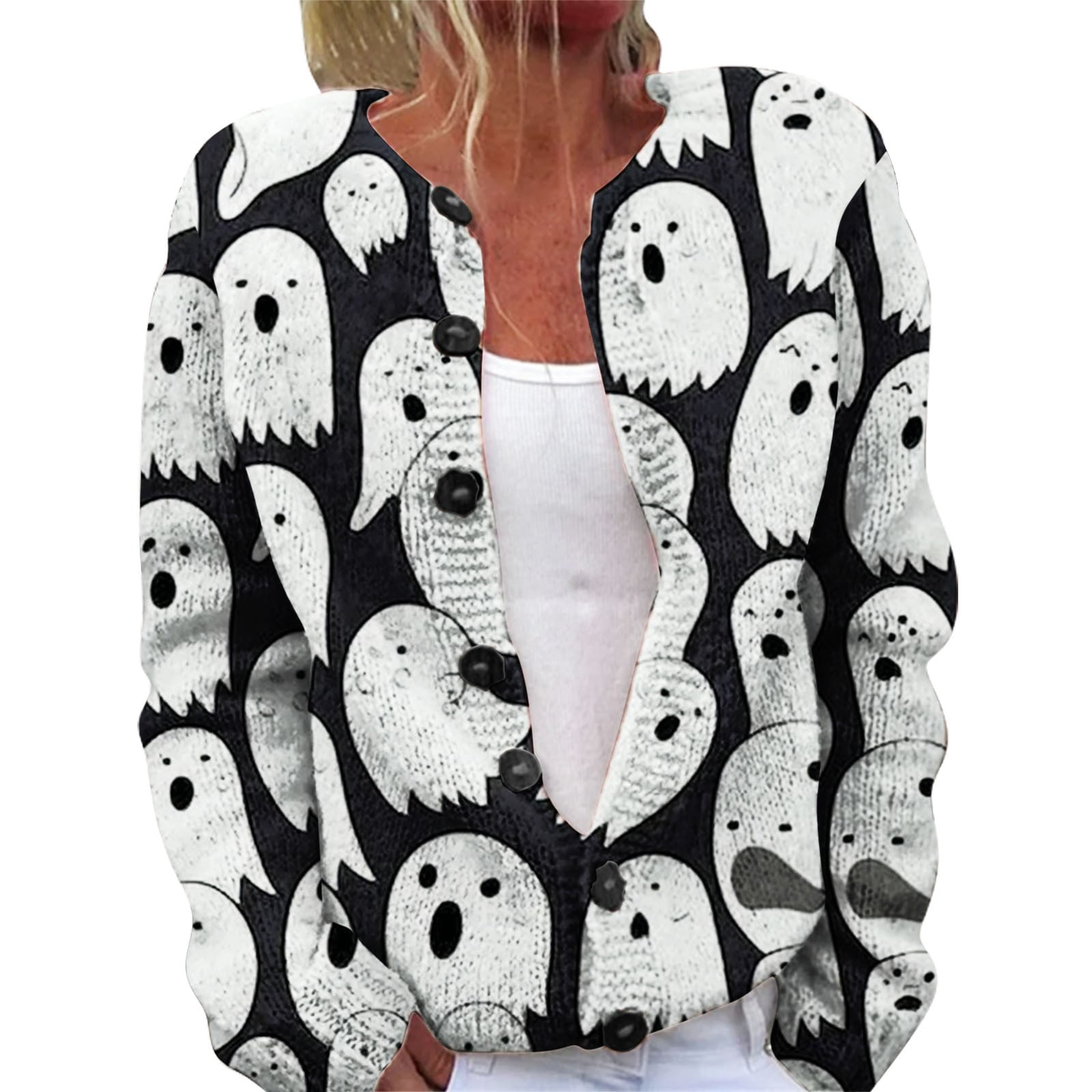 Cardigan Sweaters For Women Printed Halloween Fashion Lightweight ...