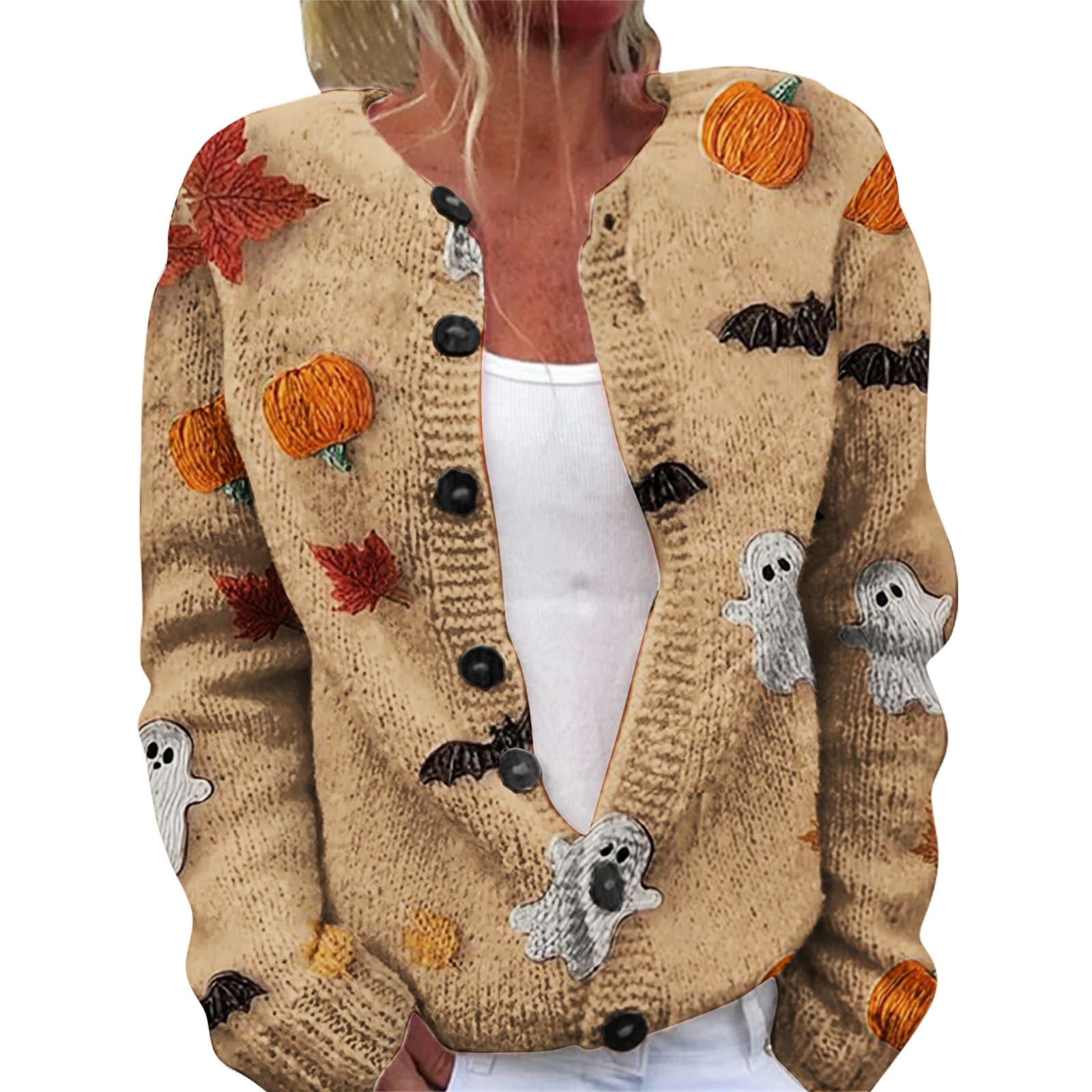 Cardigan Sweaters For Women Printed Halloween Fashion Lightweight ...