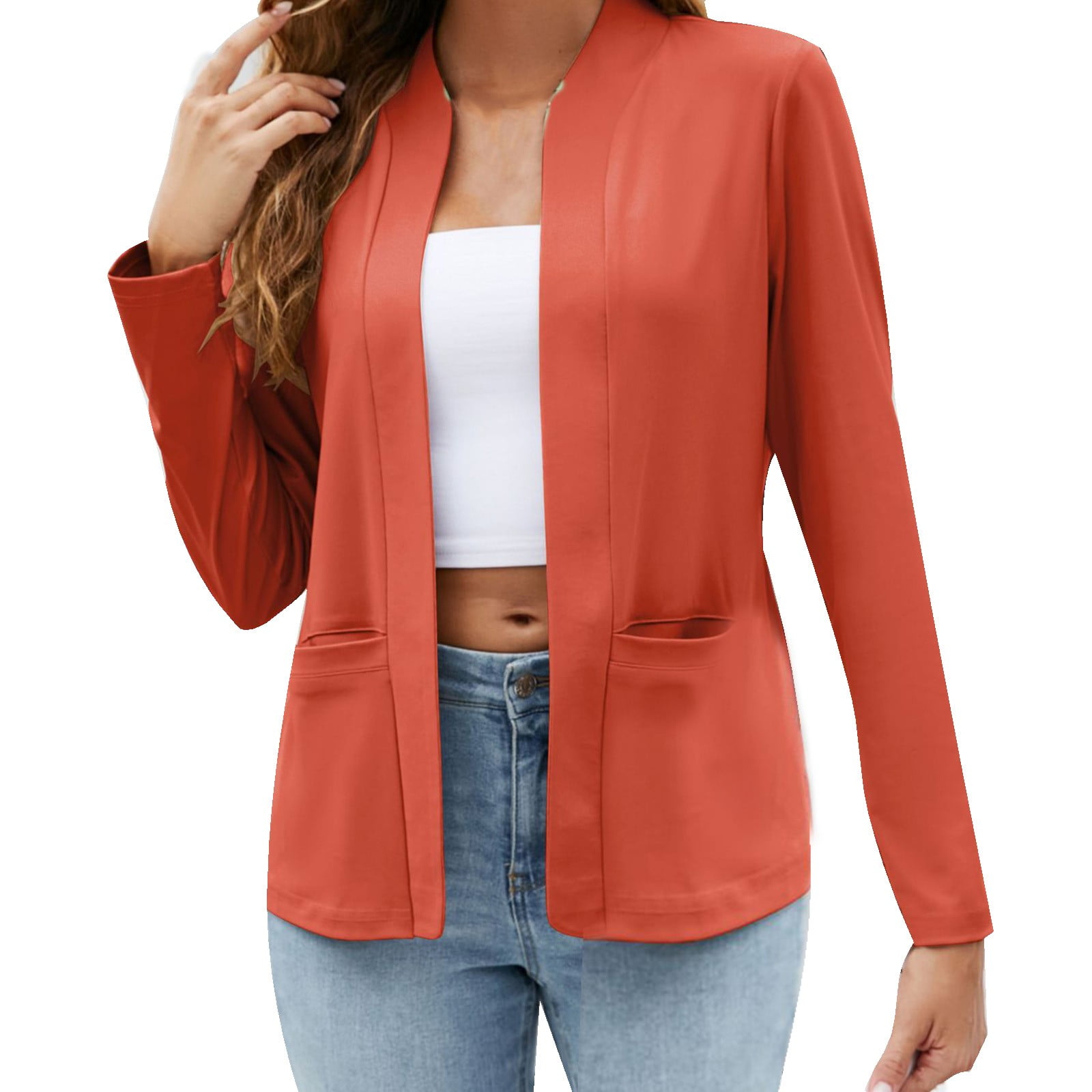 Cardigan Sweaters For Women Autumn Solid Color Pocket Jacket Long ...