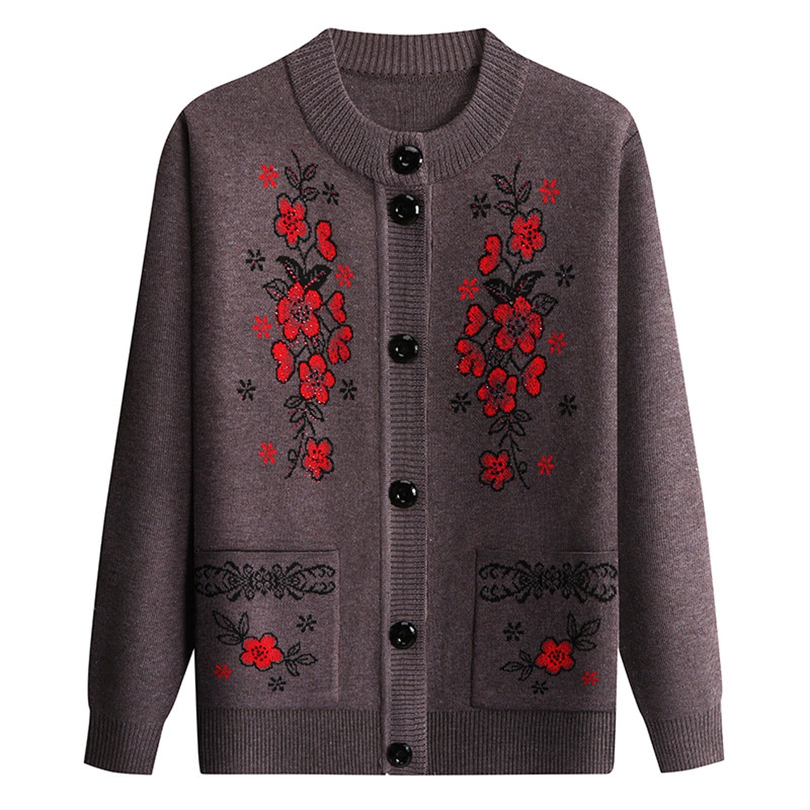 Cardigan Sweaters For Women Button Down Cardigan Sweater Middle Elderly ...