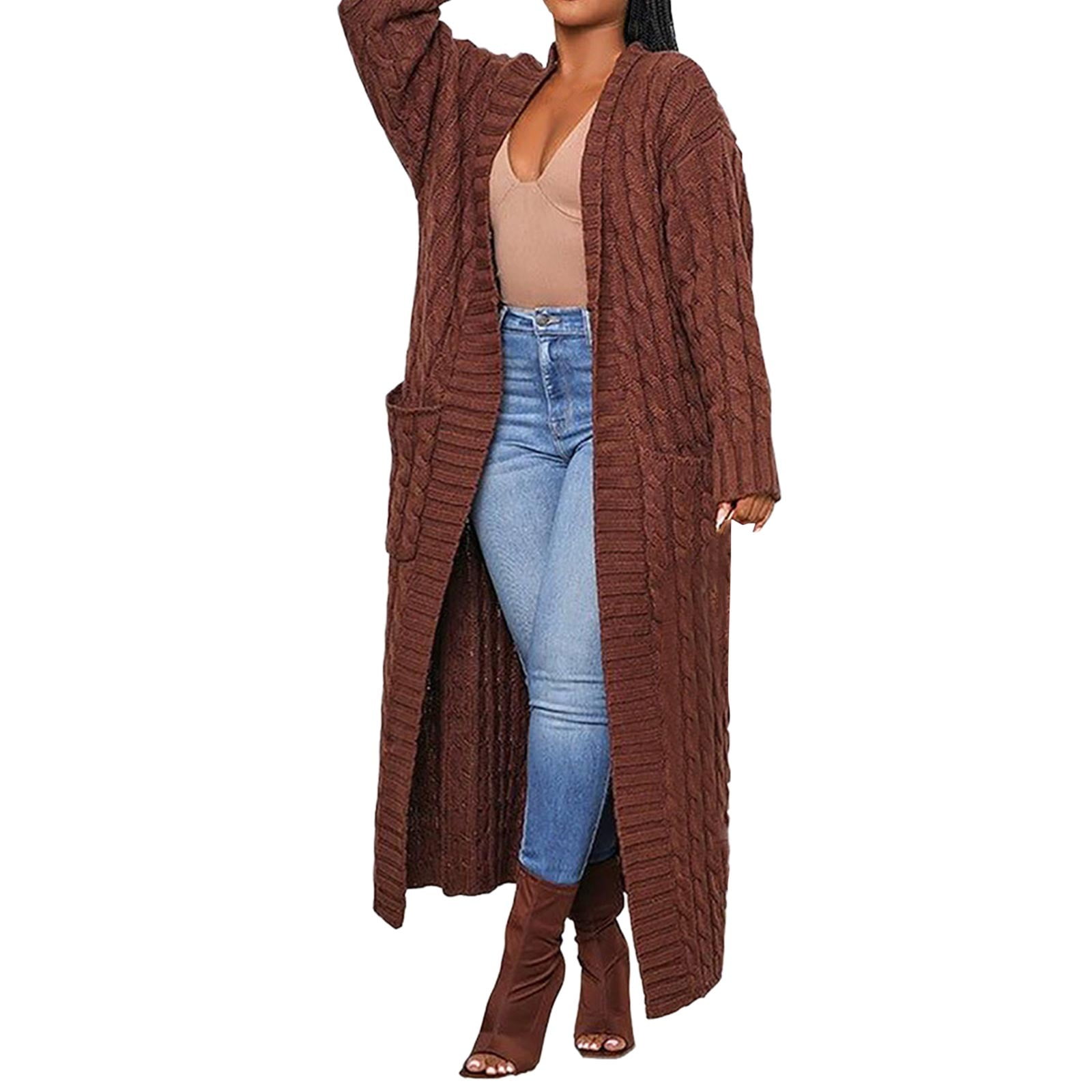 Cardigan Sweaters for Women,Coat Open Front Knitted Cardigan Pocket ...