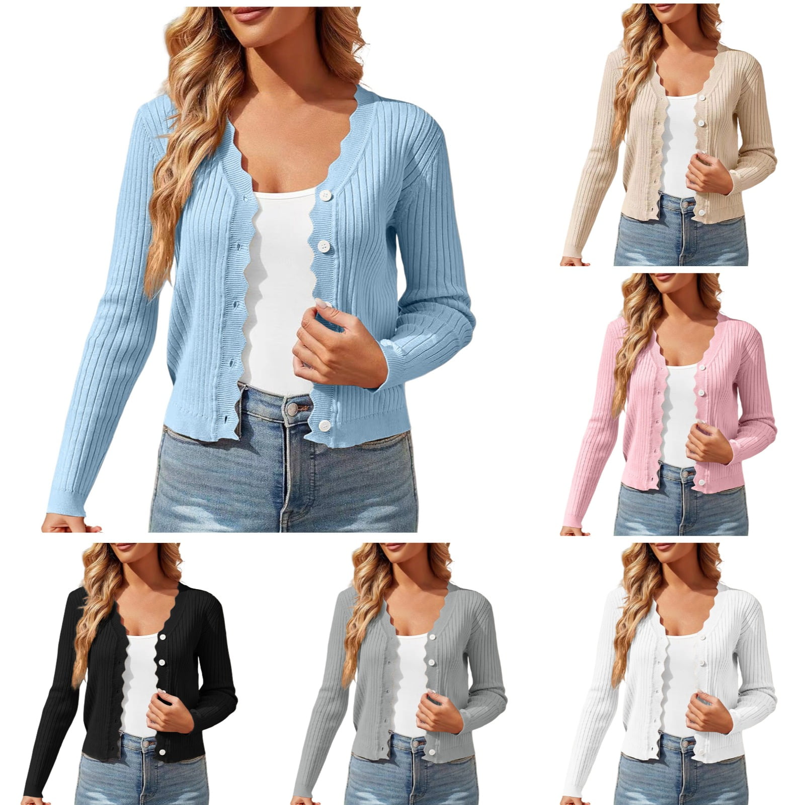 Cardigan Sweaters for Women Lightweight V Neck Button Down Open Front ...