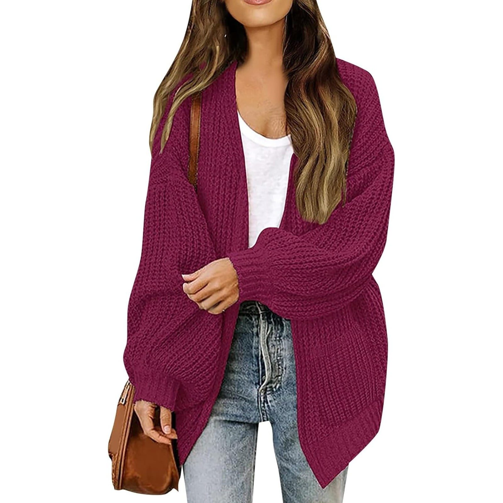Cardigan Sweaters For Women Long Sleeved Cardigan With Pockets Knitted ...