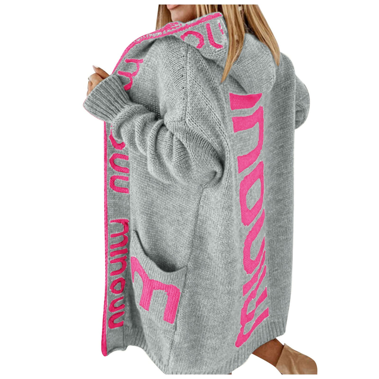 Cardigan Sweaters for Women,Women's Cardigan Letter Print Knit Sweater ...