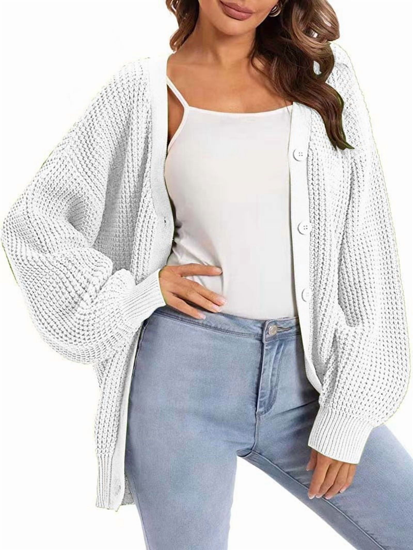Cardigan Sweaters for Women Button-Down Long Sleeve Oversized Knit ...