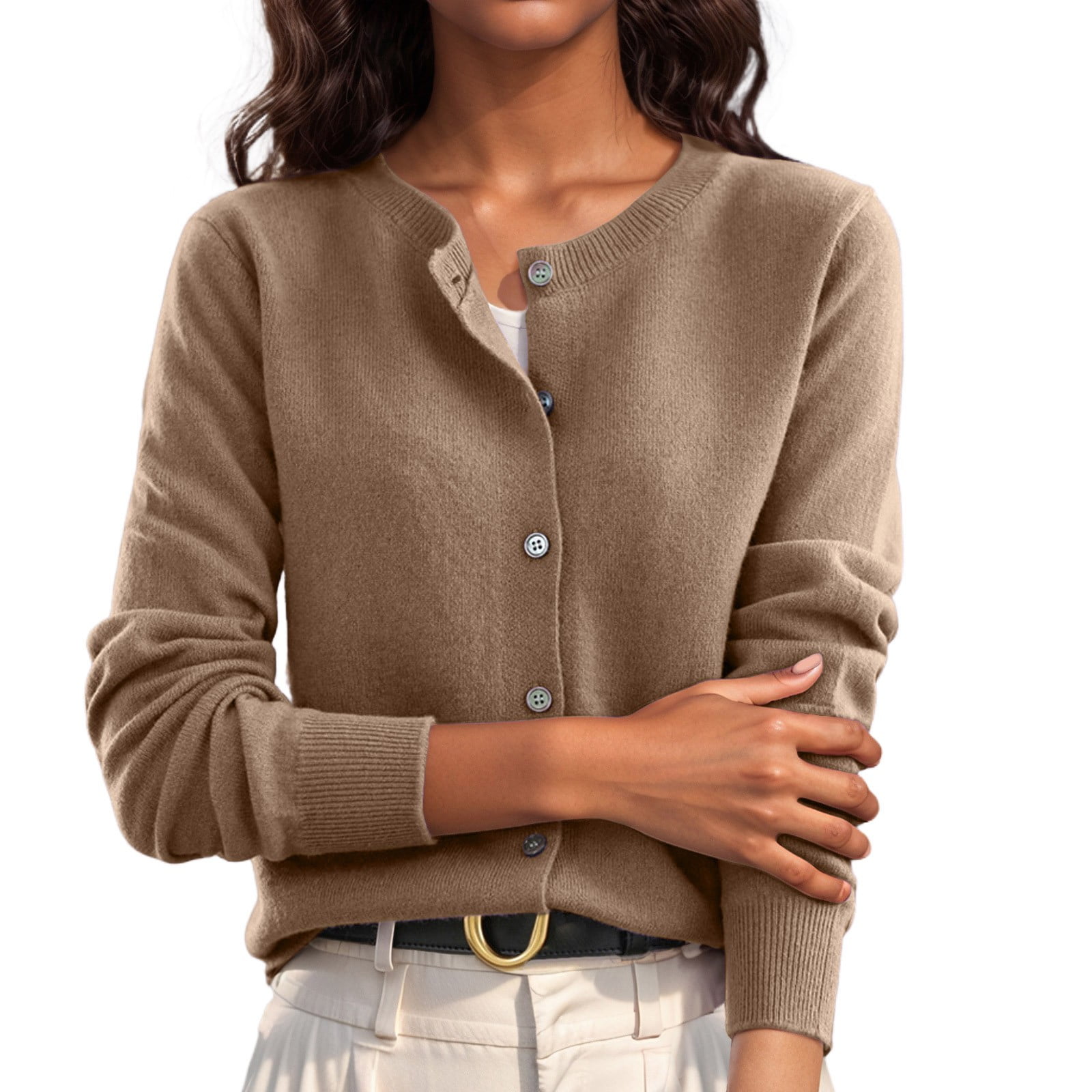 Cardigan Sweaters for Women Casual Long Sleeve Open Front Button Down ...