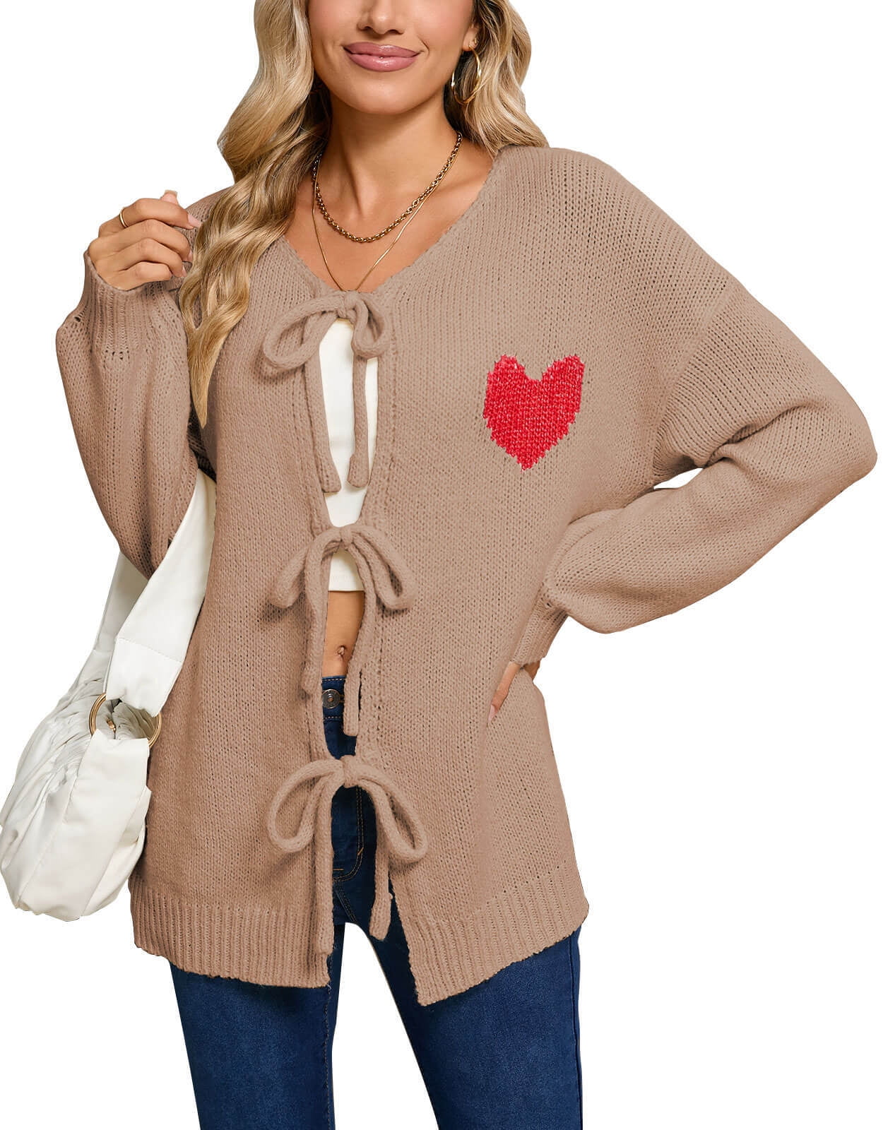 Cardigan Sweaters for Women Chunky Cable Knit Sweater Heart Knitted ...