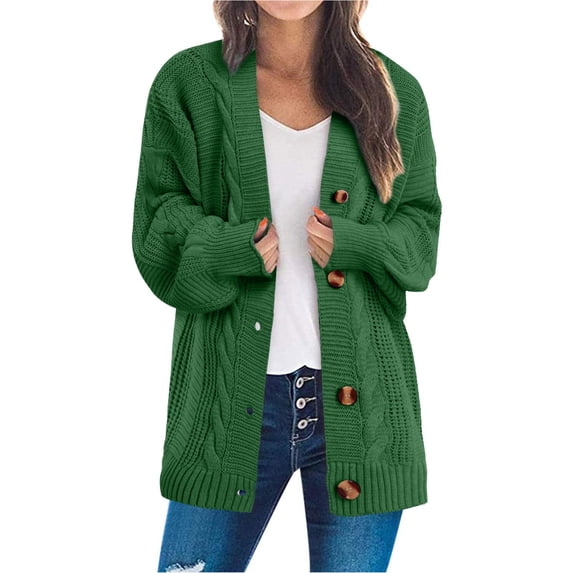 Cardigan Sweaters for Women Knit Button Up Lightweight Green Cardigan ...