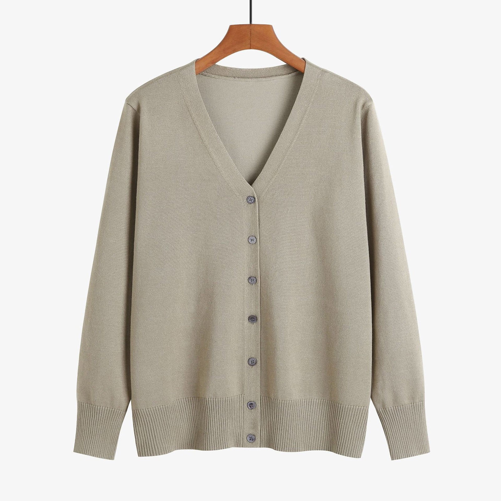 Cardigan Sweaters for Women Ladies' Solid Tone Buttoned Mercerized ...