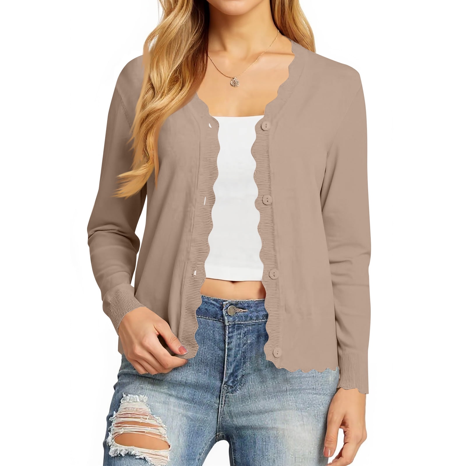 Cardigan Sweaters for Women Lightweight Trendy Cropped Cardigans Open ...