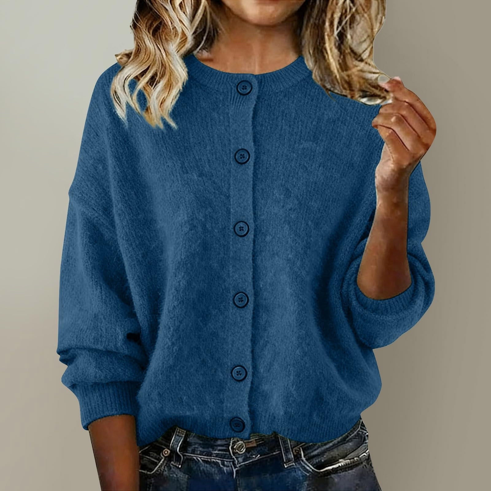 Cardigan Sweaters for Women Long Sleeve Soft Cozy Button Down Open ...